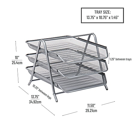 Mind Reader 3 Tier Paper Tray Desktop Organizer File Storage 10 H x 13 ...