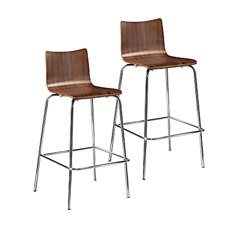 Holly Martin Blence Bar Stools WalnutChrome Pack Of 2 - Office Depot