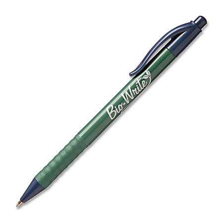 SKILCRAFT Bio Write Retractable Pens Medium Point Blue Ink Pack Of 12 ...