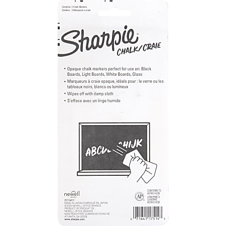 Sharpie Wet Erase Chalk Markers Medium Point Black Barrel Assorted Ink ...