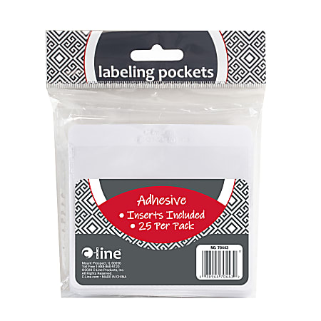 C Line Self Adhesive Labeling Pockets With Inserts 3 34 x 3 Clear Pack ...