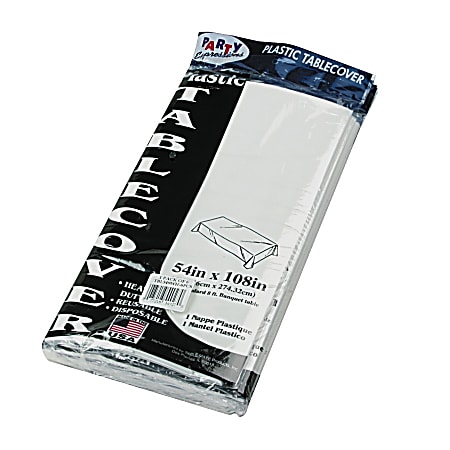 Genuine Joe Plastic Table Covers 54 x 108 White Pack Of 6 - Office Depot