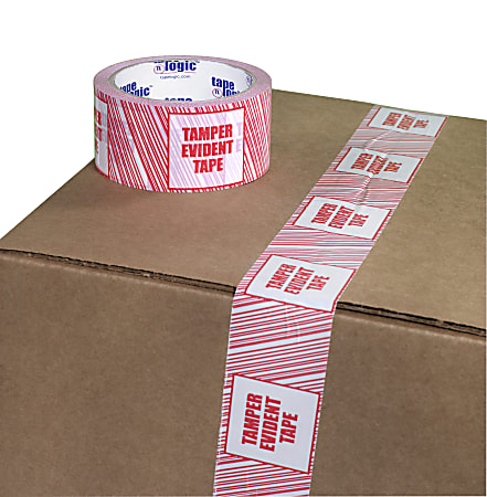 Tape Logic® Tamper Evident Security Tape, 2" x 110 Yd., Red/White, Case ...