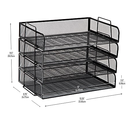 Mind Reader 4 Piece Stackable Paper Tray Desktop Organizer 11 12 H x 9 ...