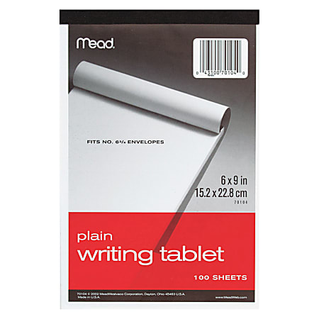 Mead Plain Writing Tablet 100 Sheets Plain 15 lb Basis Weight 6 x 9 ...