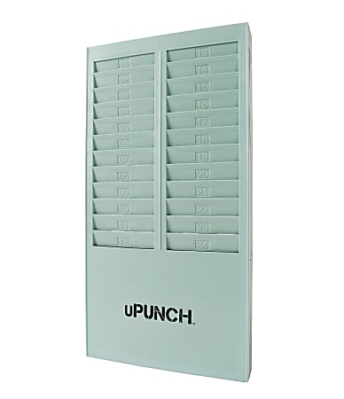 uPunch Time Card Rack 24 Pockets 16.4 H x 8.2 W x 1.4 D Gray HNTCR24 ...