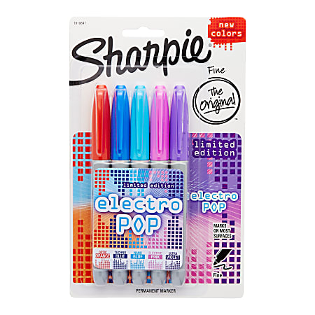 Sharpie Electro Pop Permanent Markers Fine Point Assorted Colors Pack ...