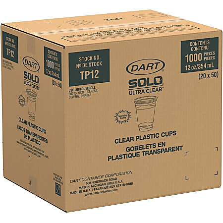 Solo Cup Ultra Clear 12 oz Practical Fill Cold Cups 50.0 Pack 20 Carton ...