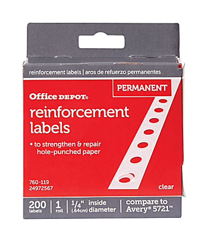 Office Depot Brand Permanent Self Adhesive Reinforcement Labels 14 ...