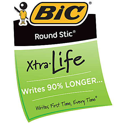 BIC Round Stic Xtra Life Ballpoint Pens Medium Point 1.0 mm Translucent ...
