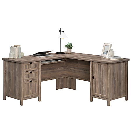 Sauder Costa 66 W L Shaped Computer Desk nbspWashed Walnut - Office Depot