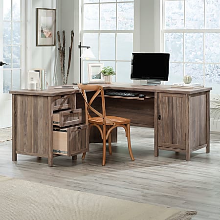 Sauder Costa 66 W L Shaped Computer Desk nbspWashed Walnut - Office Depot