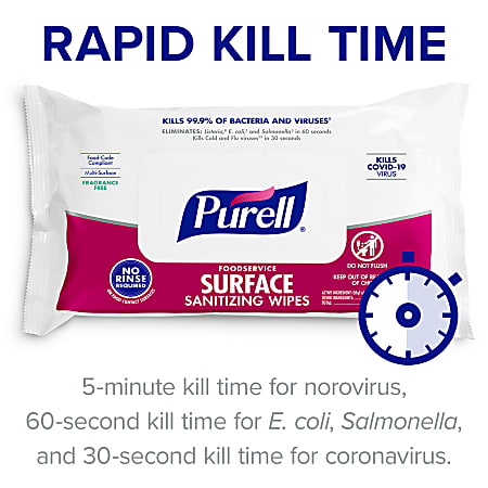 Purell Foodservice Surface Sanitizing Wipes Fragrance Free 7 716 x 9 ...