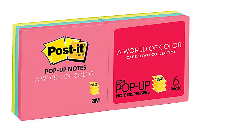Post it Dispenser Pop up Notes 3 in. x 3 in. 6 Pads 100 SheetsPad ...