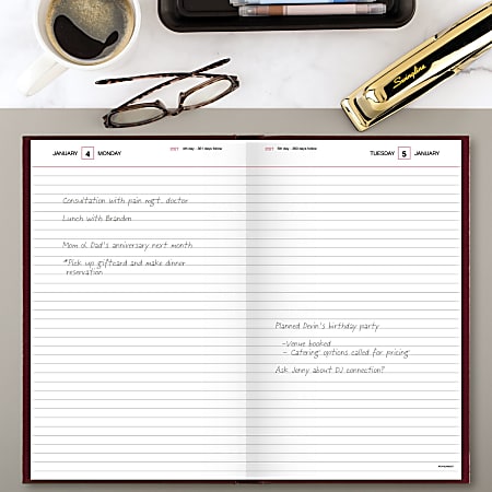 AT A GLANCE Standard Diary 2027 Daily Diary Red Large 7 34 x 12 ...