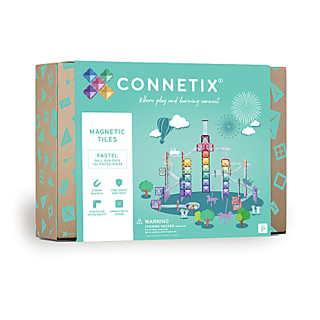 Connetix Magnetic Tiles Pastel Ball Run Pack 106 Pieces - Office Depot