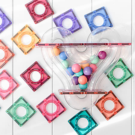 Connetix Magnetic Tiles Pastel Ball Run Pack 106 Pieces - Office Depot