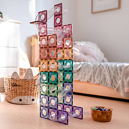 Connetix Magnetic Tiles Pastel Ball Run Pack 106 Pieces - Office Depot