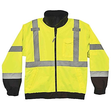 Ergodyne GloWear 8379 Type R Class 3 High Visibility Fleece Lined Thermal Bomber Jacket Large ...