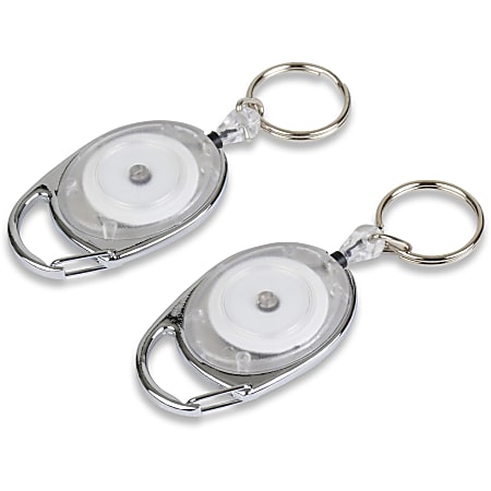 Tatco Reel Key Chain With Carabiner 30 ChromeClear Pack Of 6 - Office Depot
