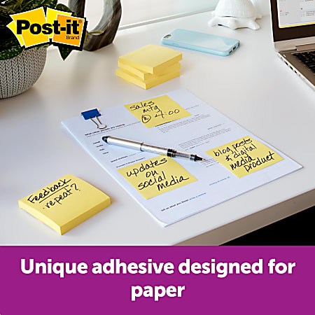 Post it Notes 3 in x 3 in 24 Pads 90 SheetsPad Clean Removal Canary ...