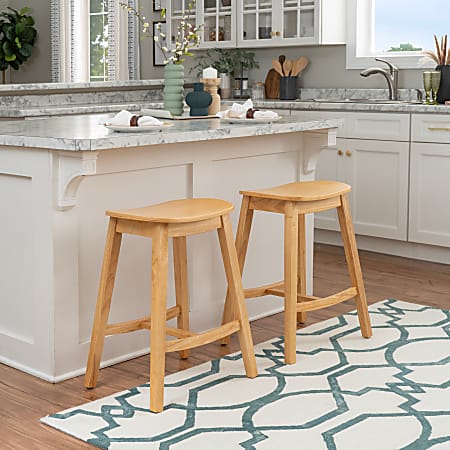 Linon Carberry Backless Counter Stools Natural Set Of 2 Stools - Office ...
