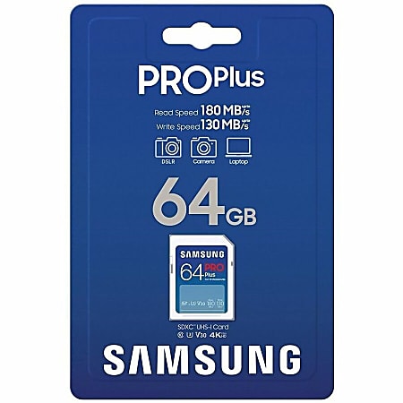 Samsung PRO Plus 64 GB Class 10UHS I U3 V30 SDXC 1 180 MBs Read 130 MBs ...