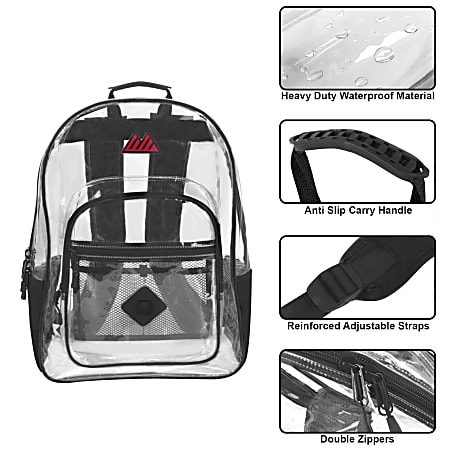 Summit Ridge Clear Backpacks Black Pack Of 24 Backpacks - Office Depot