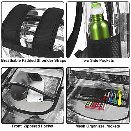 Summit Ridge Clear Backpacks Black Pack Of 24 Backpacks - Office Depot