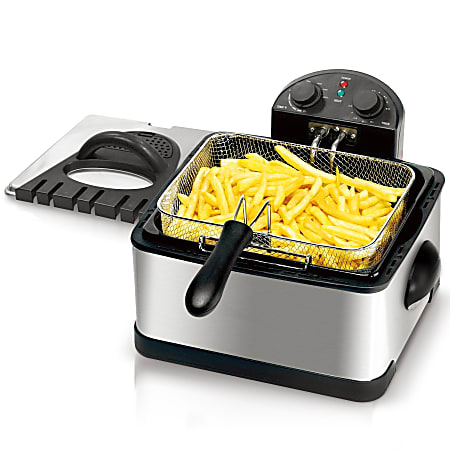 MegaChef 4.23 Quart Stainless Steel Electric Deep Fryer With Timer 9 14 ...