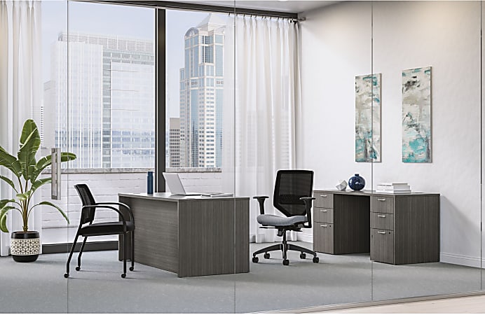 HON Mod 60 W Executive Workstation Computer Desk And Credenza Slate ...