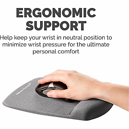 Fellowes PlushTouch Mouse Pad Wrist Rest with Microban Graphite 1 x7.3 ...