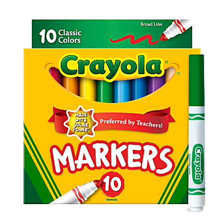 Crayola Broad Line Markers Assorted Classic Colors Box Of 10 - Office Depot