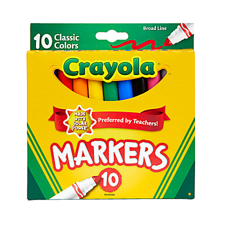 Crayola Broad Line Markers Assorted Classic Colors Box Of 10 - Office Depot