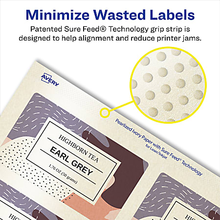 Avery Pearlized Permanent Labels With Sure Feed 94207 PIP25 Rectangle 2 ...