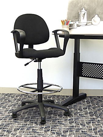 Boss Office Products Ergonomic Drafting Stool With Back Black - Office ...