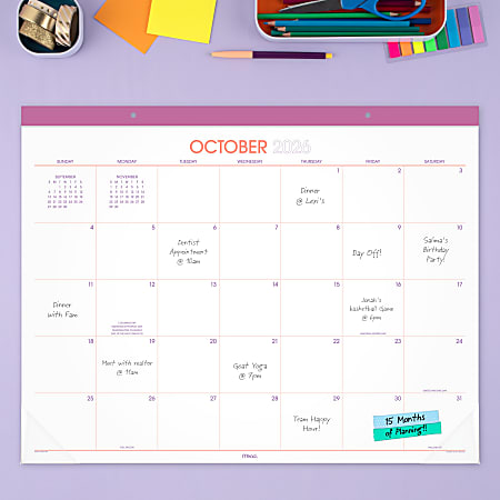 Mead Color Pop 2027 Monthly Desk Pad Calendar Purple Standard 17 x 21 ...