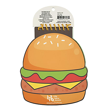 Little Yellow Bicycle Burger Shaped NotebookColoring Book - Office Depot