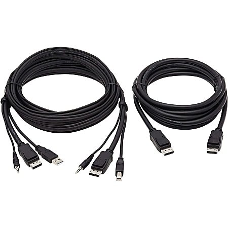 Tripp Lite Dual DisplayPort KVM Cable Kit 4K USB 3.5 mm Audio 3xM3xM ...