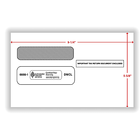 ComplyRight Double Window Envelopes For W 2 Tax Forms 5 58 x 9 14 ...
