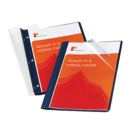 Office Depot Brand Clear Front Report Covers With Linen Texture Navy ...
