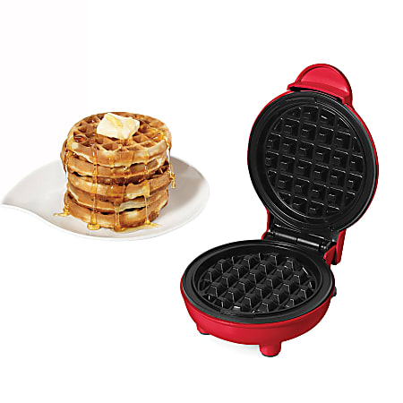 Starfrit Electric Mini Waffle Maker 4 In. Red - Office Depot