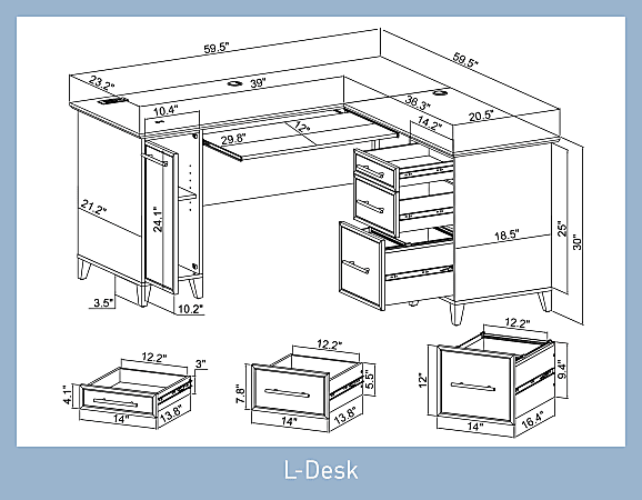 Realspace Koru 60 W L Shaped Corner Computer Desk With Integrated Power ...