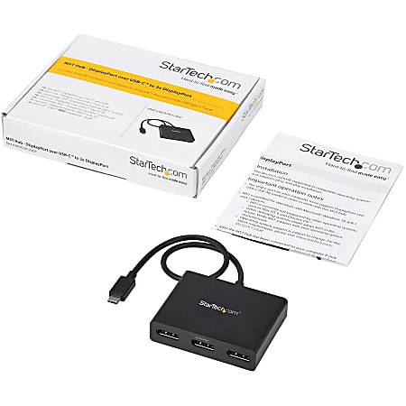 StarTech.com 3 Port USB C to DisplayPort MST Hub 4K 30Hz DisplayPort MST Hub for USB C Windows ...
