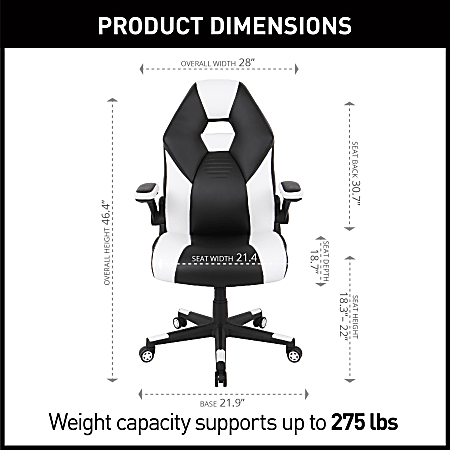 RS Gaming RGX Faux Leather High Back Gaming Office Chair BlackWhite ...