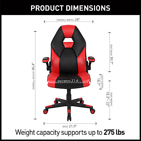 RS Gaming RGX Faux Leather High Back Gaming Office Chair BlackRed BIFMA ...
