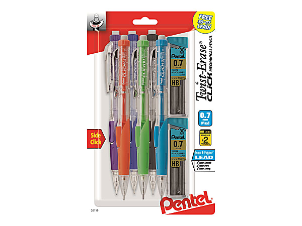 Pentel Twist Erase CLICK Mechanical Pencils Fine Point 0.7mm Assorted ...