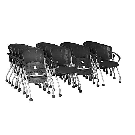 Regency Cadence Mesh Nesting Chairs With Arms SilverBlack Pack Of 20 ...