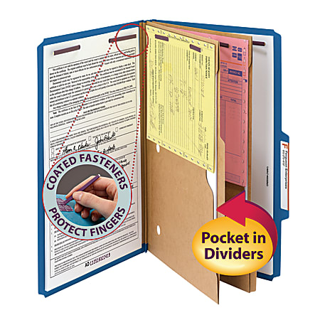 Smead Pressboard Classification Folders With Pocket Style Divider And ...