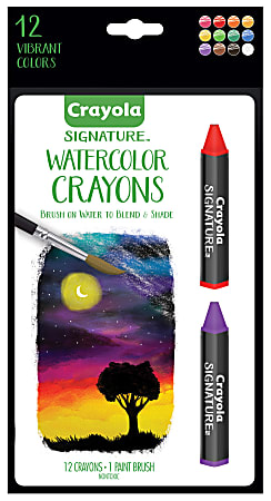Crayola Signature Watercolor crayon assorted colors pack of 12 - Office ...